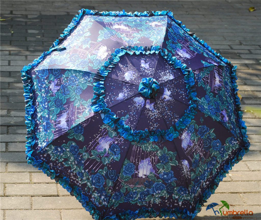 Beautiful Design Straight Lady Umbrella, Printing Floral Umbrella