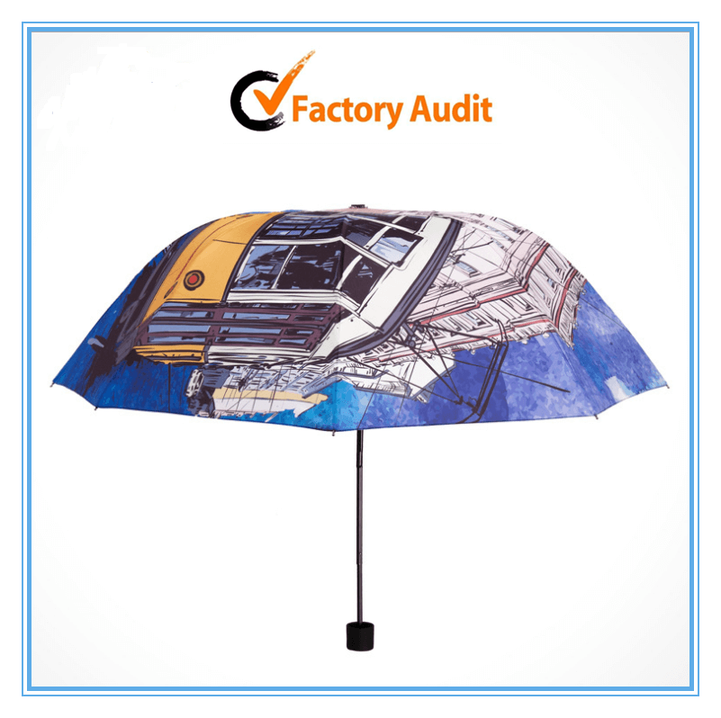 Custom Design Full Color Printed 3 Fold Sun Umbrella - Hfumbrella