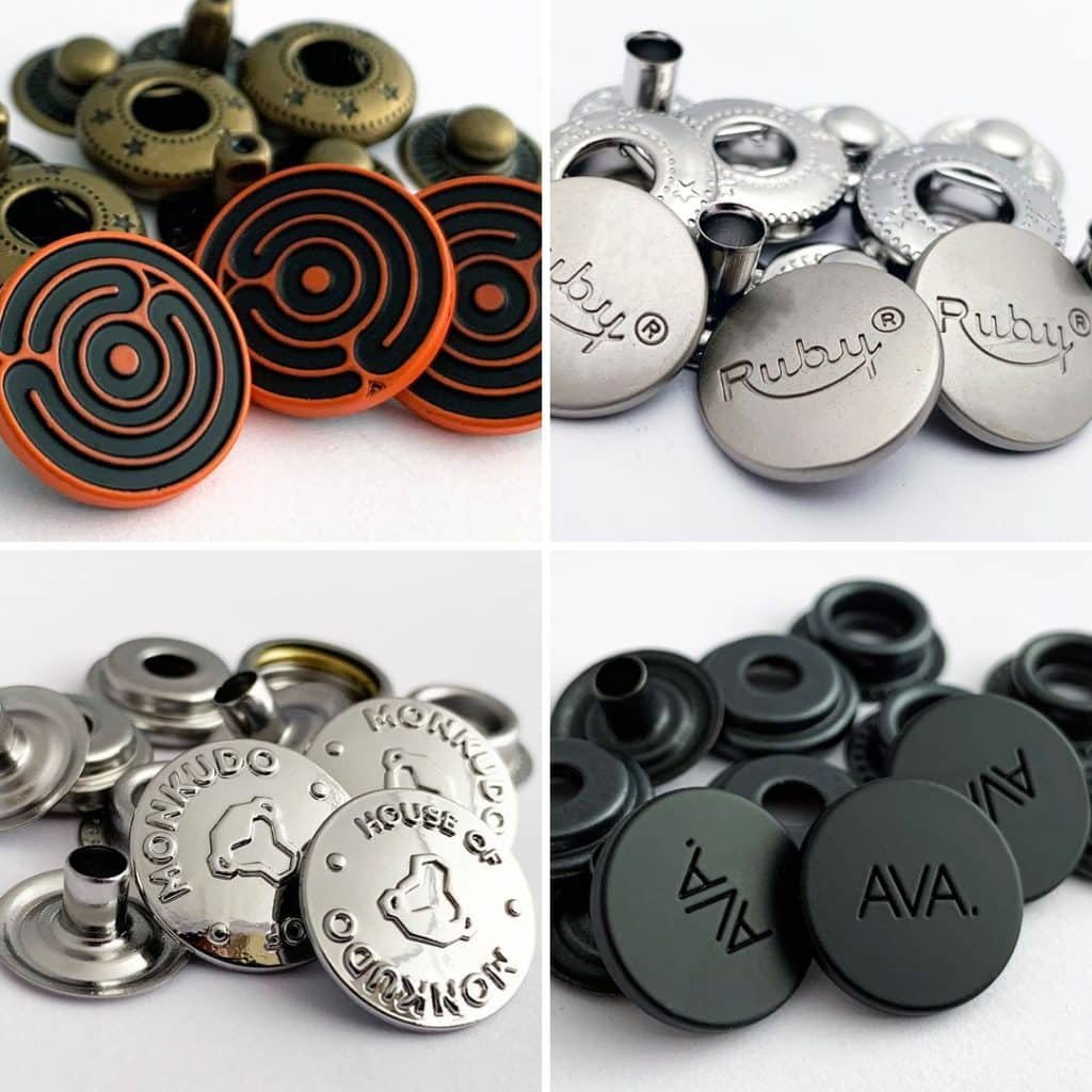 Custom Logo Snap Buttons with Unique Umbrella Designs