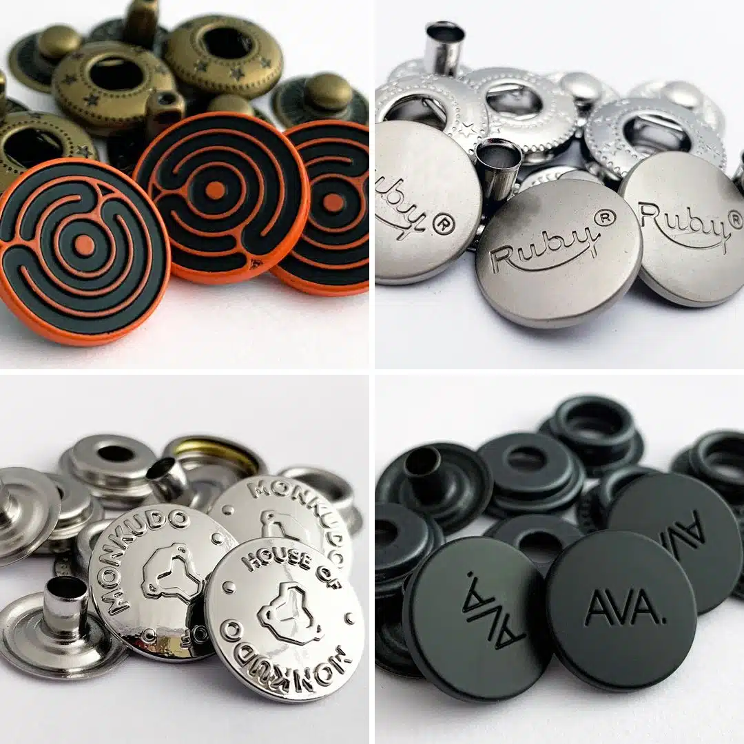 Custom Logo Snap Buttons with Unique Umbrella Designs